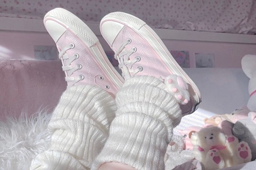 Pink cat claw canvas shoes yc22358 – anibiu