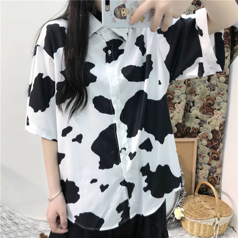 Cow pattern short sleeve shirt yc22788 – anibiu