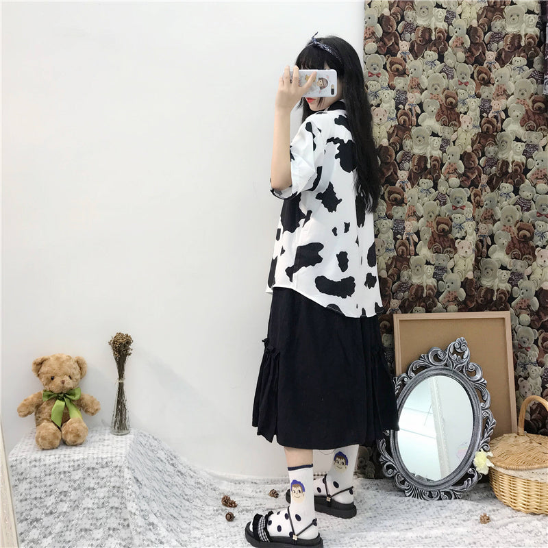 Cow pattern short sleeve shirt yc22788 – anibiu