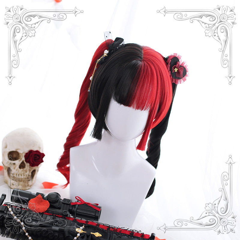 Lolita red and black colorblock wig YC21439 – anibiu